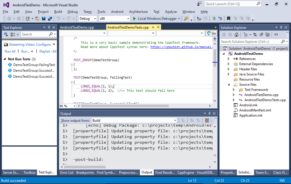 Running C Unit Tests On Android Devices VisualGDB Tutorials