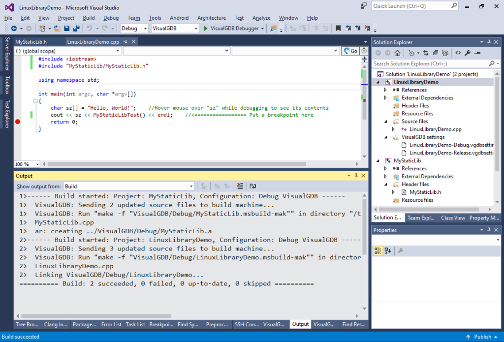 Creating Linux Libraries with Visual Studio – VisualGDB Tutorials