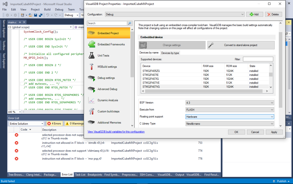 Using STM32CubeMX Startup Code Generator with VisualGDB – VisualGDB Tutorials