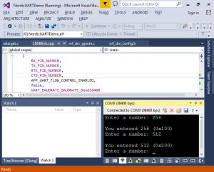 Using the UART interface on the Nordic nRF51 devices – VisualGDB Tutorials