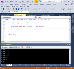 Using the UART interface on the Nordic nRF51 devices – VisualGDB Tutorials