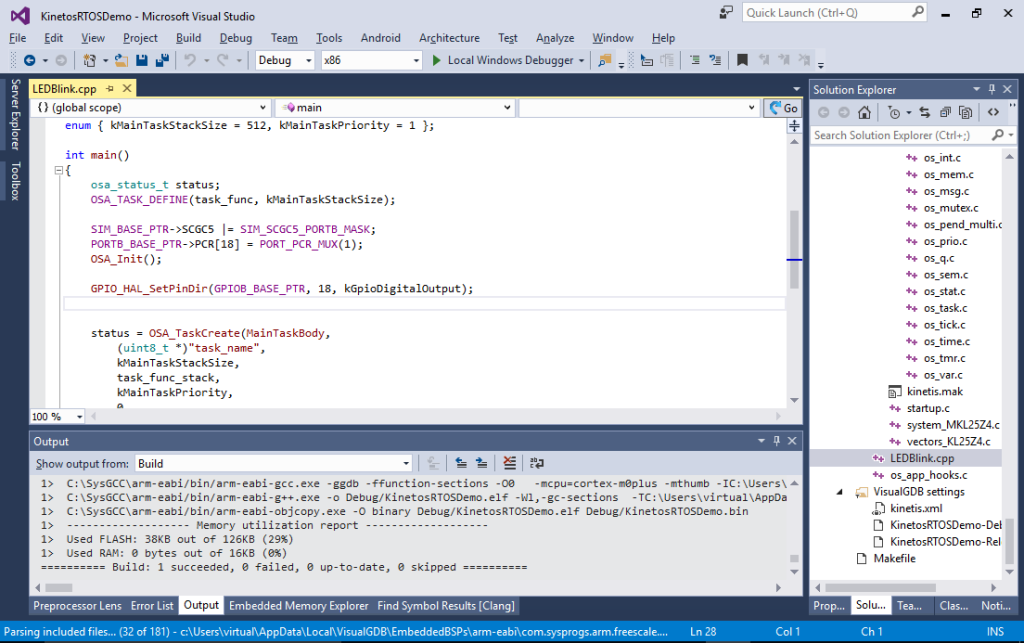 Developing uCOS applications for Kinetis devices – VisualGDB Tutorials