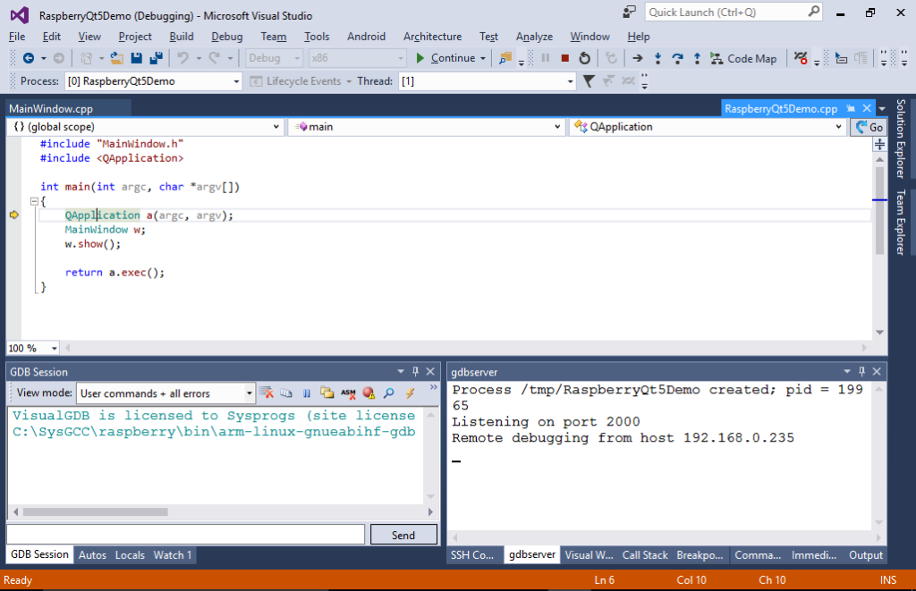 Developing graphical applications for Raspberry Pi with Qt5 – VisualGDB Tutorials