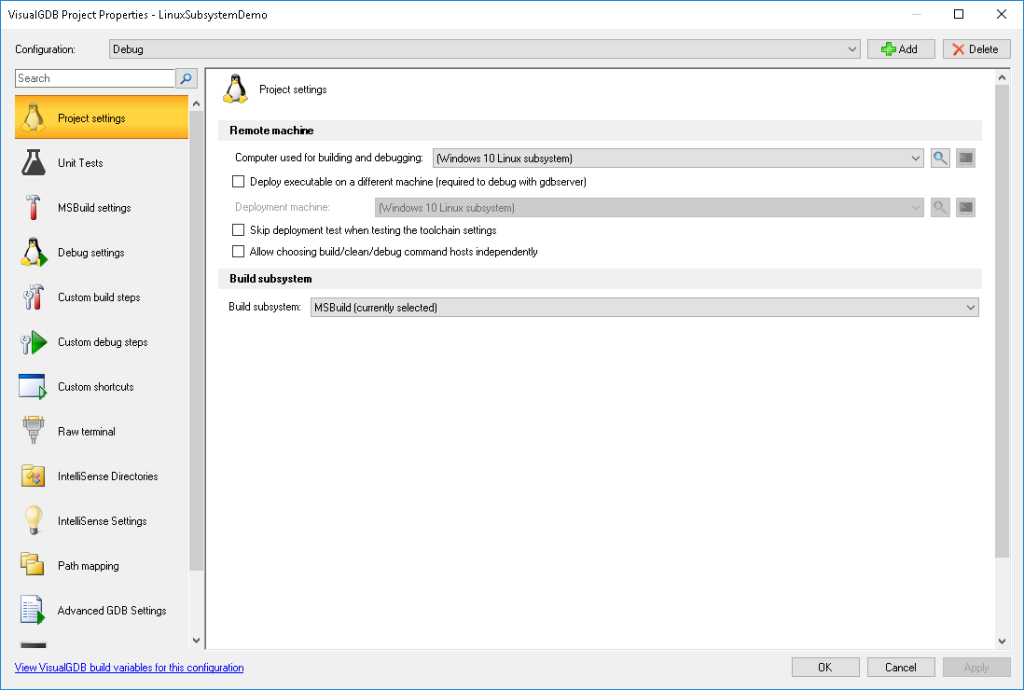 Using Windows 10 Linux Subsystem to develop Linux applications – VisualGDB Tutorials