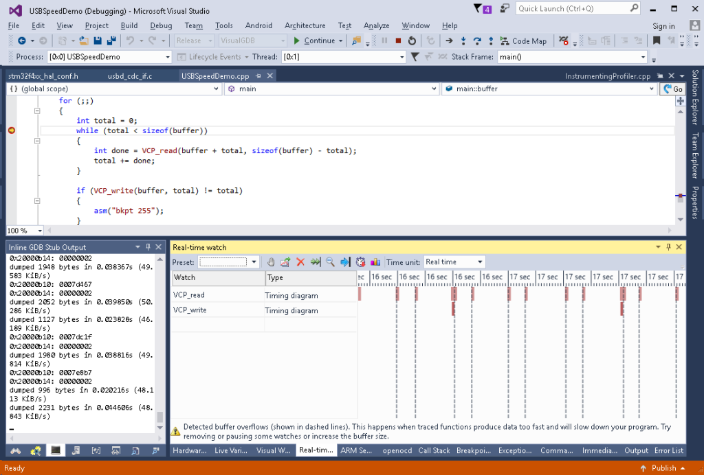 Optimizing STM32 USB performance with Real-time watch – VisualGDB Tutorials