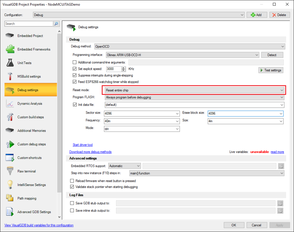 Debugging Nodemcu Firmware Over Jtag Visualgdb Tutorials