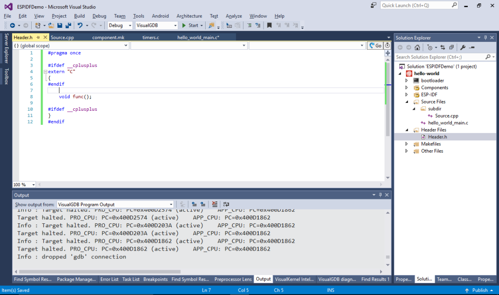 Creating Advanced ESP32 Projects with ESP-IDF – VisualGDB Tutorials