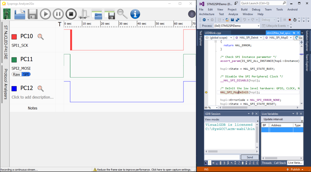 Using the SPI interface on STM32 devices – VisualGDB Tutorials