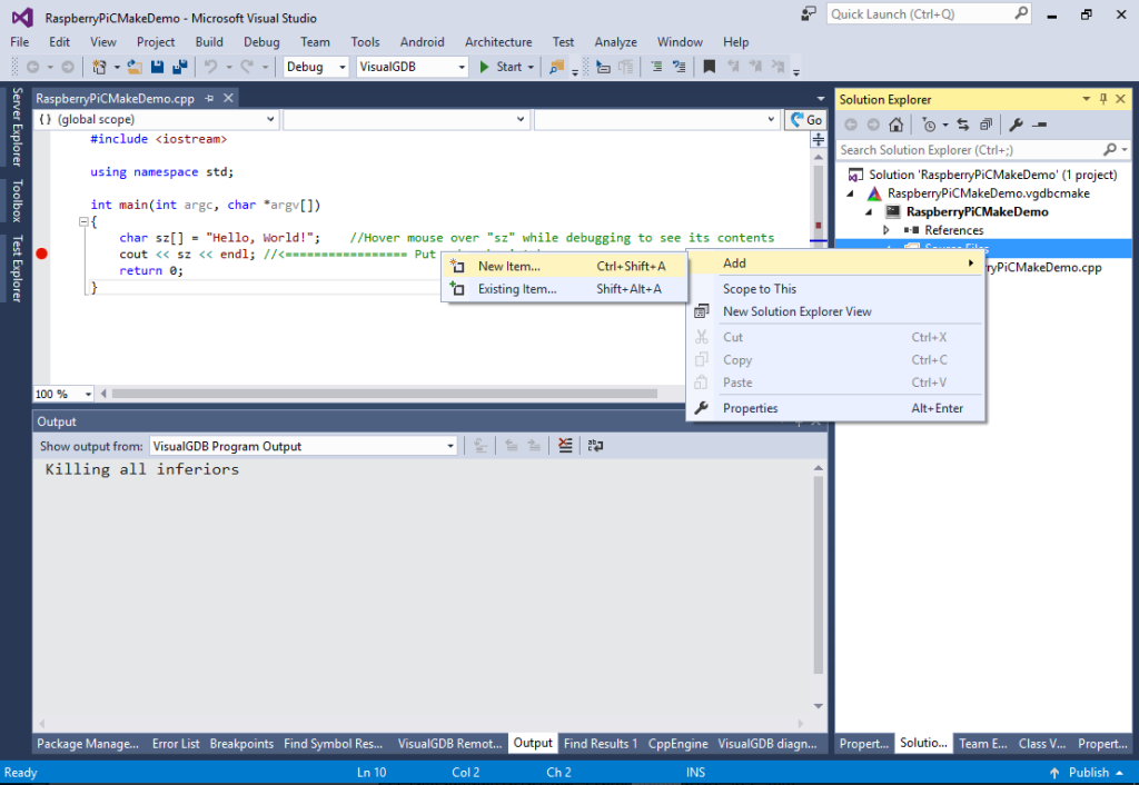 Creating Advanced Cmake Projects For Raspberry Pi Visualgdb Tutorials