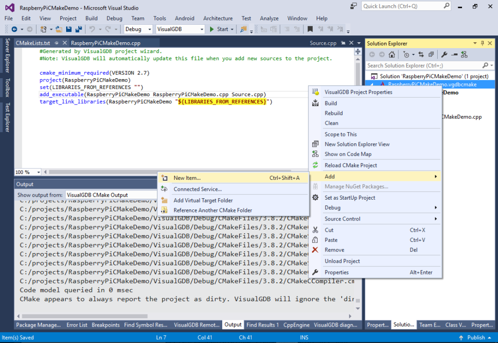 Creating Advanced Cmake Projects For Raspberry Pi Visualgdb Tutorials