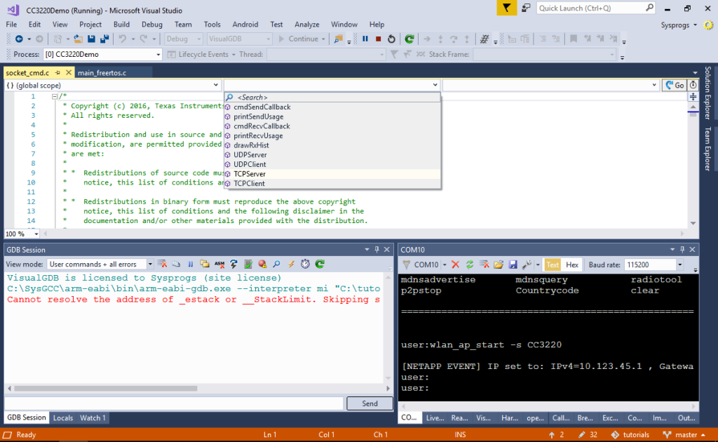 Developing CC3220 Wi-Fi Projects with Visual Studio – VisualGDB Tutorials