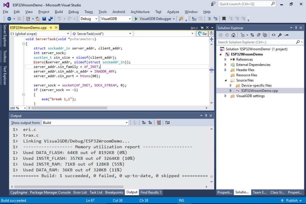 Developing Firmware for the ESP-WROOM-32 Module – VisualGDB Tutorials