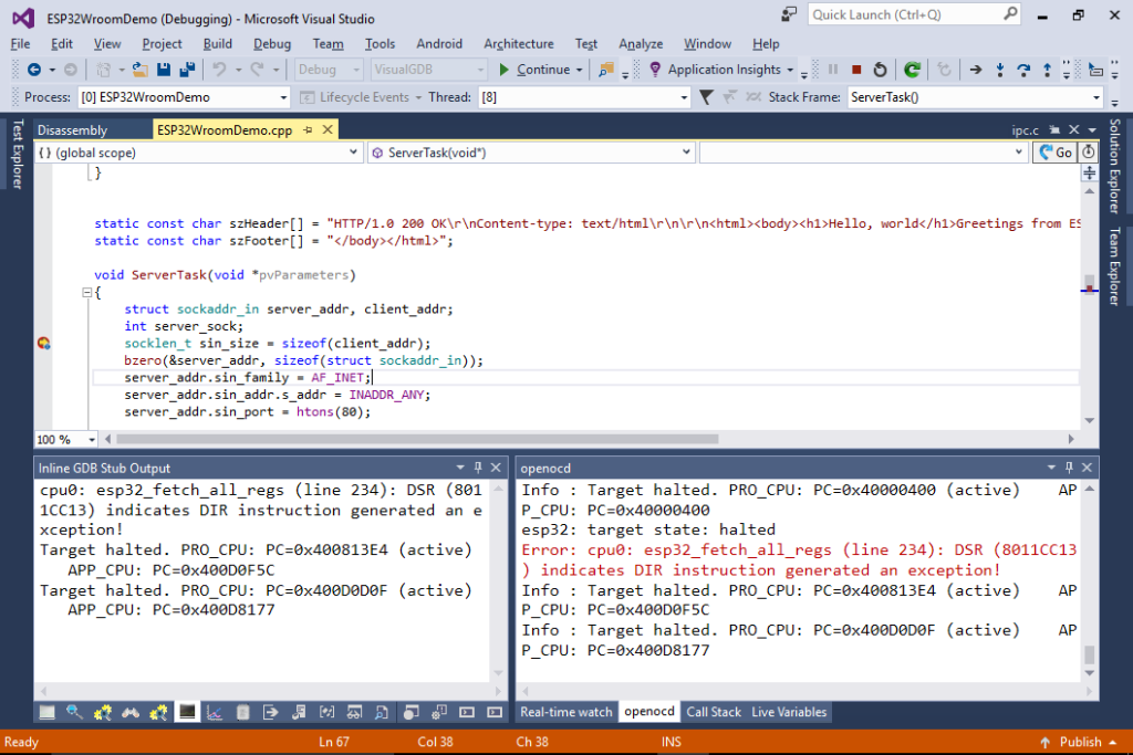 Developing Firmware For The Esp Wroom 32 Module Visualgdb Tutorials