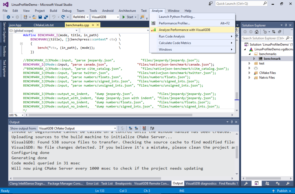 Profiling Linux C++ Code with Visual Studio – VisualGDB Tutorials