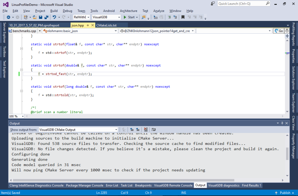 Profiling Linux C++ Code with Visual Studio – VisualGDB Tutorials