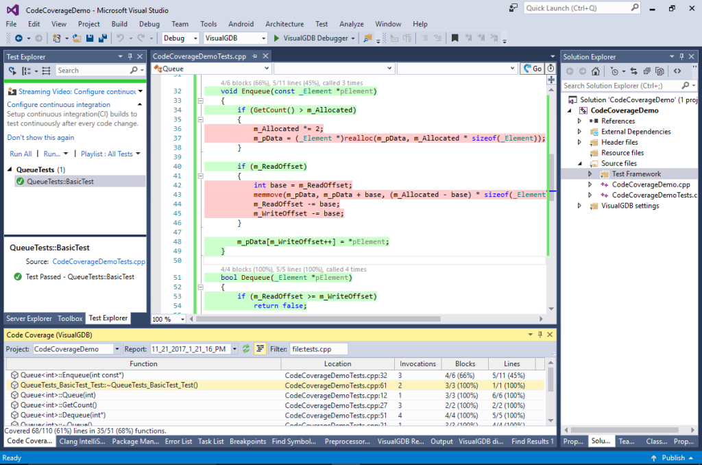 Analyzing Code Coverage for Linux Test Projects – VisualGDB Tutorials