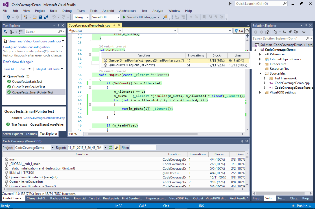 Analyzing Code Coverage for Linux Test Projects – VisualGDB Tutorials