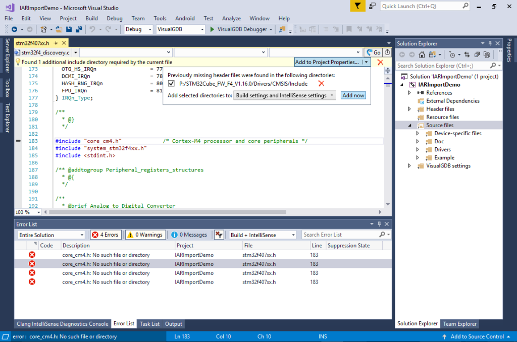 Importing IAR Projects into Visual Studio with VisualGDB – VisualGDB Tutorials
