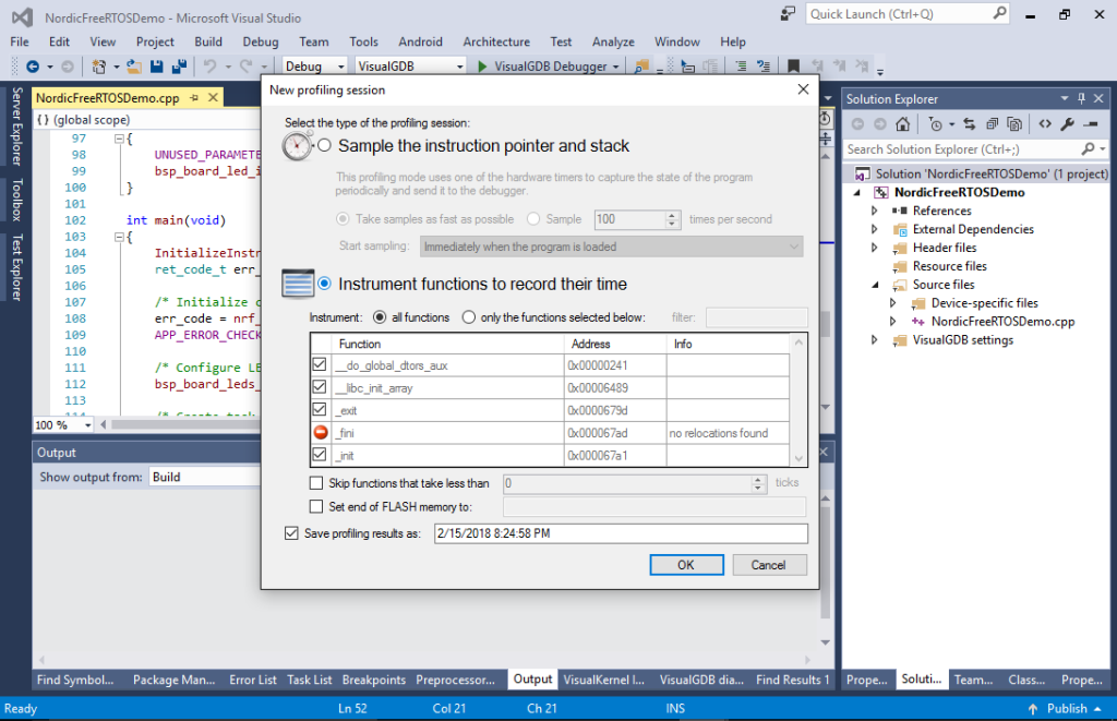 Using Freertos With Nordic Nrf5x Devices Visualgdb Tutorials