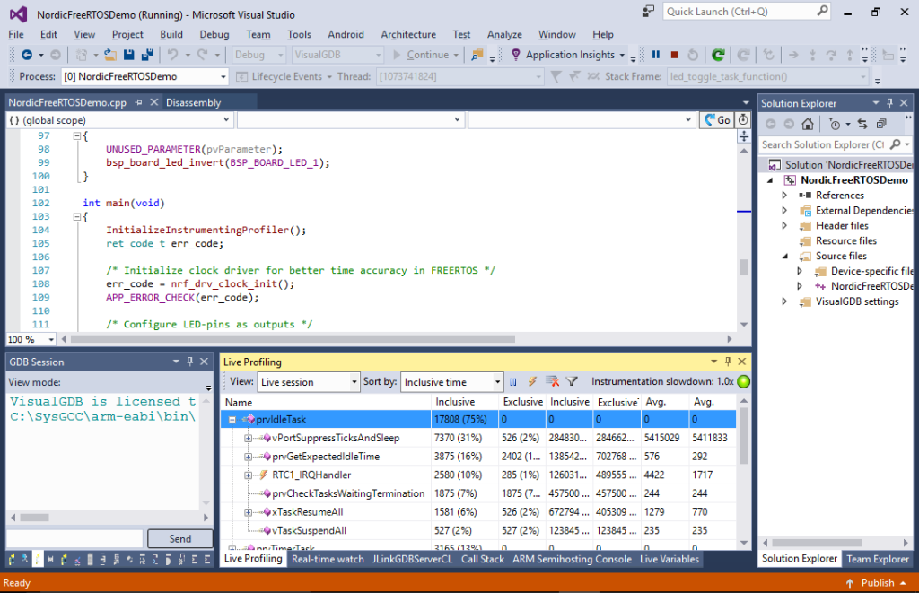 Using FreeRTOS-with Nordic nRF5x Devices – VisualGDB Tutorials
