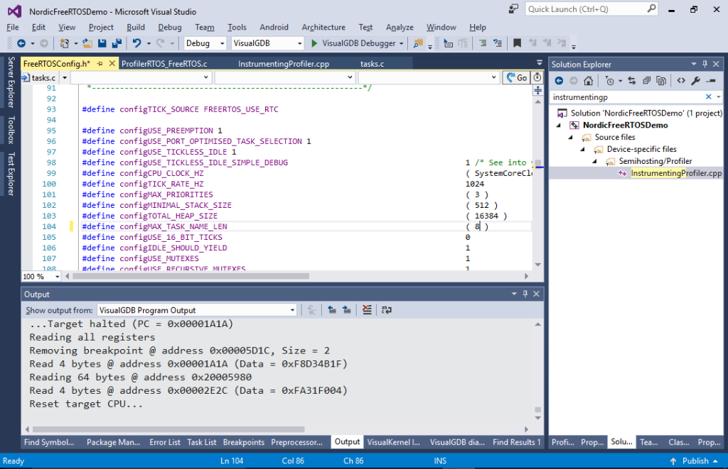 Using FreeRTOS-with Nordic nRF5x Devices – VisualGDB Tutorials