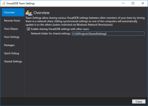 Sharing Common VisualGDB Settings with Team Settings Engine – VisualGDB Tutorials