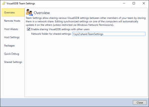 Sharing Common VisualGDB Settings with Team Settings Engine – VisualGDB Tutorials
