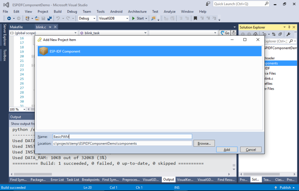 Creating And Referencing Custom Esp Idf Components Visualgdb Tutorials