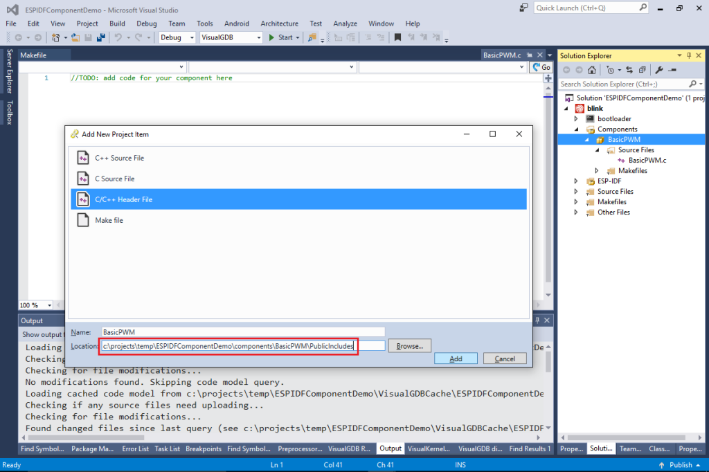 Creating And Referencing Custom Esp Idf Components Visualgdb Tutorials