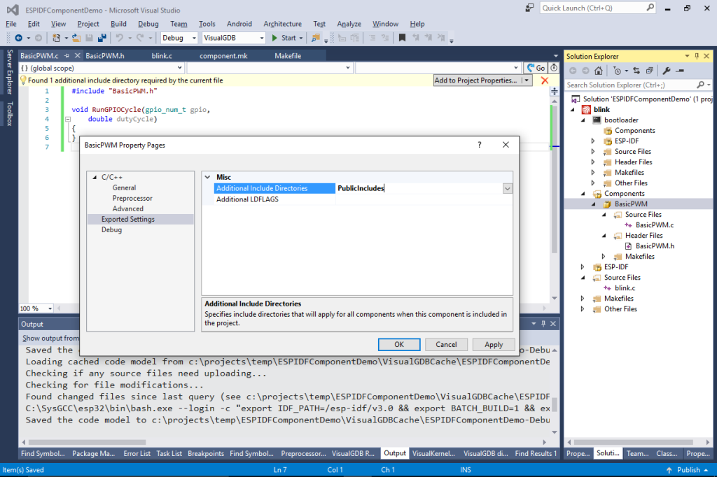 Creating And Referencing Custom Esp Idf Components Visualgdb Tutorials