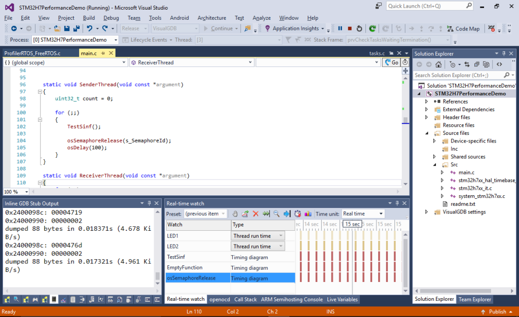 Measuring the Relative Performance of the STM32H7 Devices – VisualGDB Tutorials