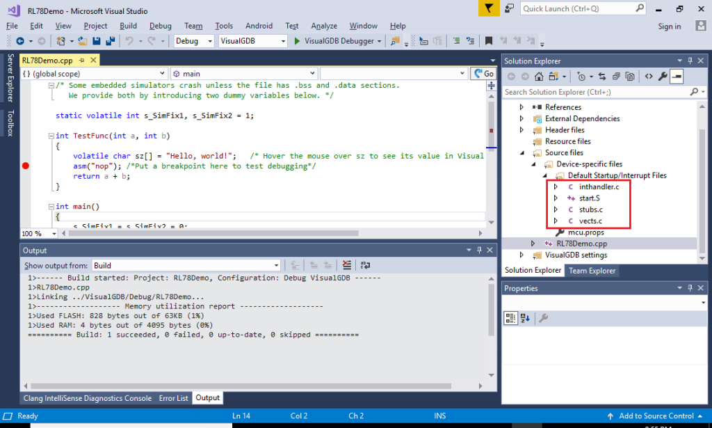 Developing Renesas RL78 Projects with Visual Studio – VisualGDB Tutorials