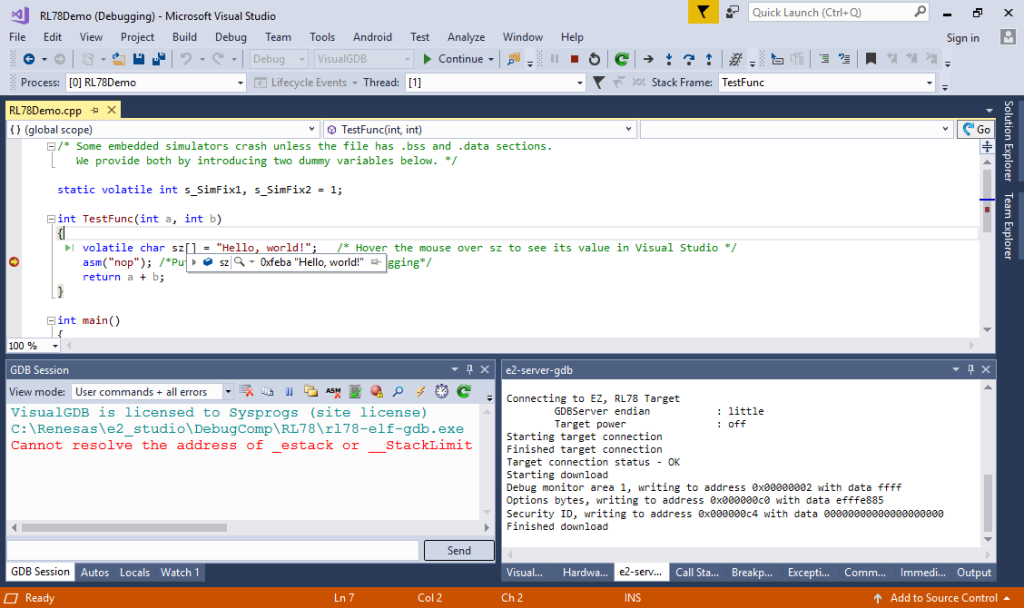 Developing Renesas RL78 Projects with Visual Studio – VisualGDB Tutorials