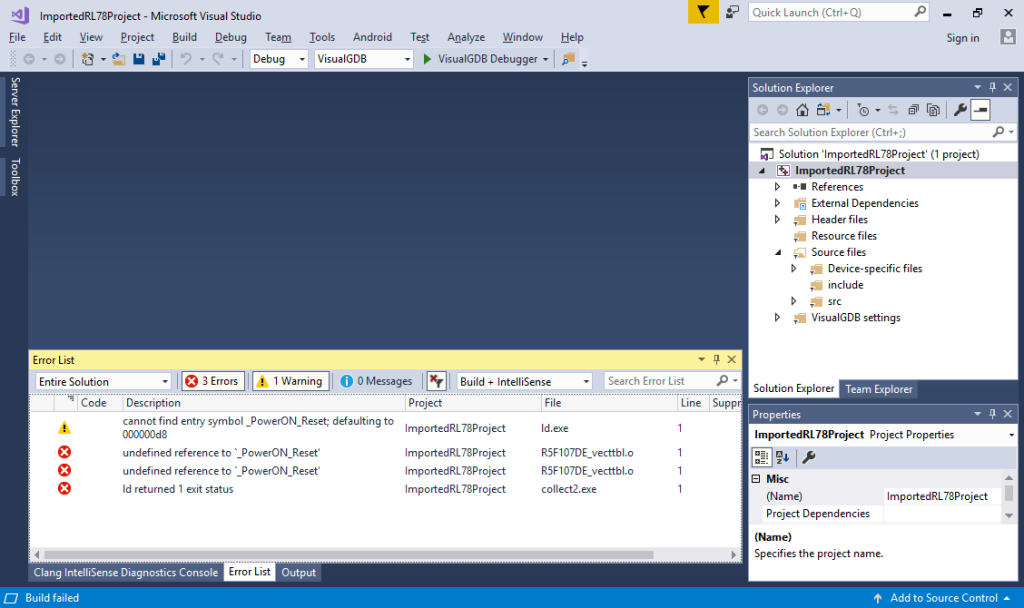 Developing Renesas RL78 Projects with Visual Studio – VisualGDB Tutorials