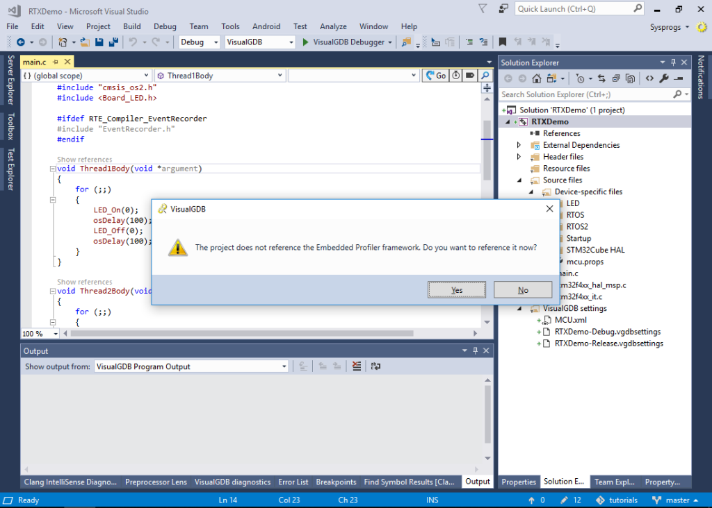 Profiling RTX-based Projects with the Instrumenting Profiler – VisualGDB Tutorials