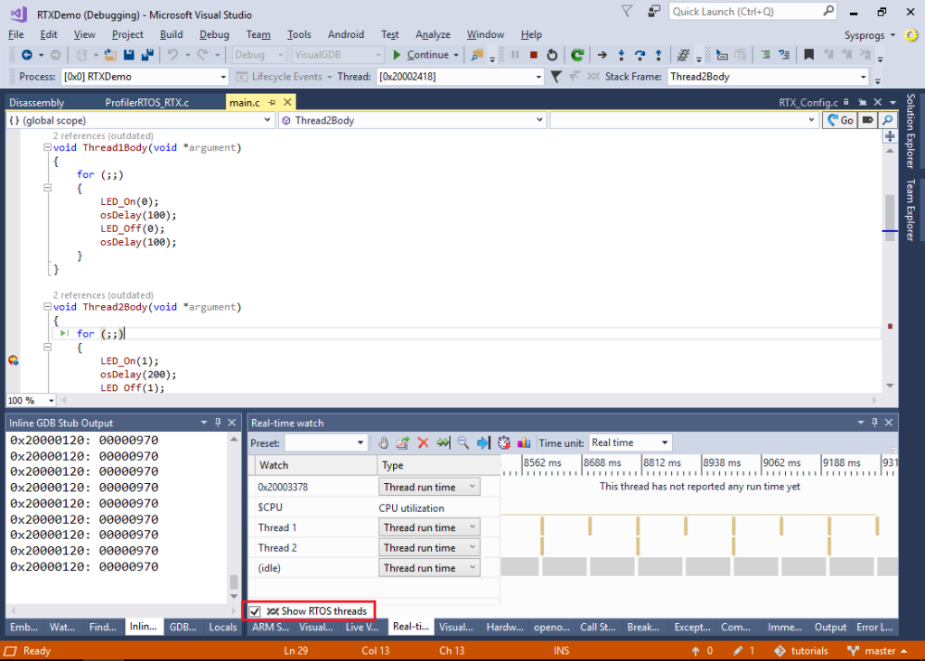 Tracing the Real-Time Events in RTX-based Projects with Real-Time Watch – VisualGDB Tutorials