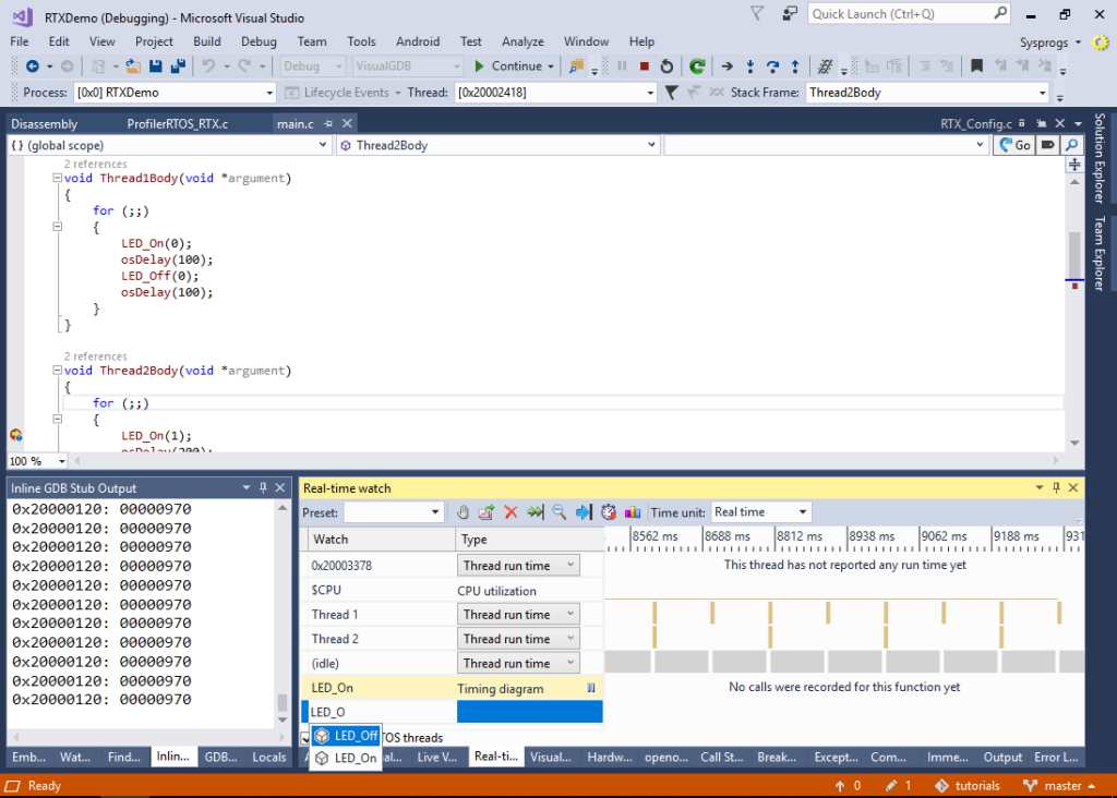 Tracing the Real-Time Events in RTX-based Projects with Real-Time Watch – VisualGDB Tutorials
