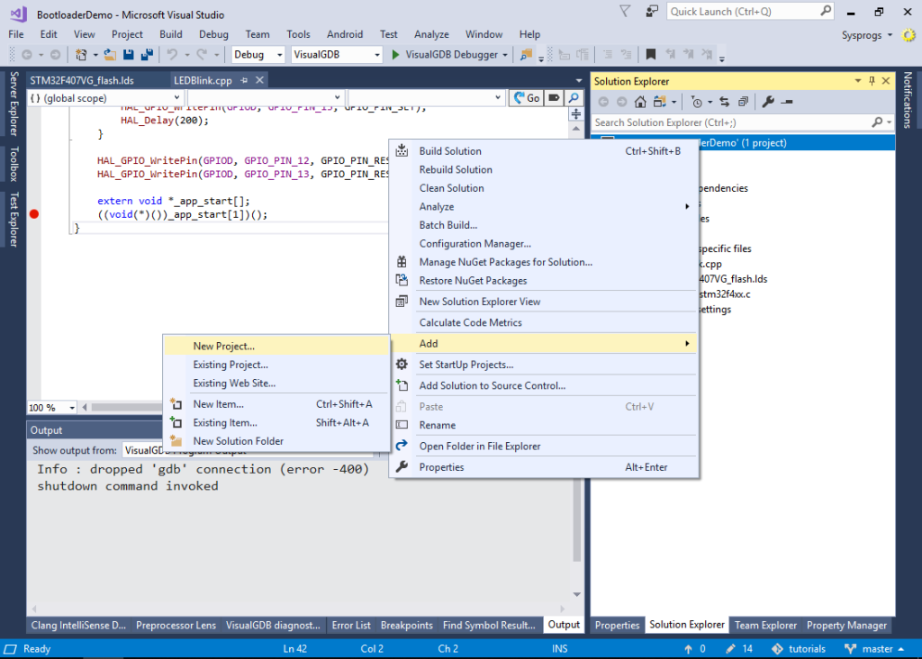 Creating Embedded Bootloader Projects with MSBuild – VisualGDB Tutorials