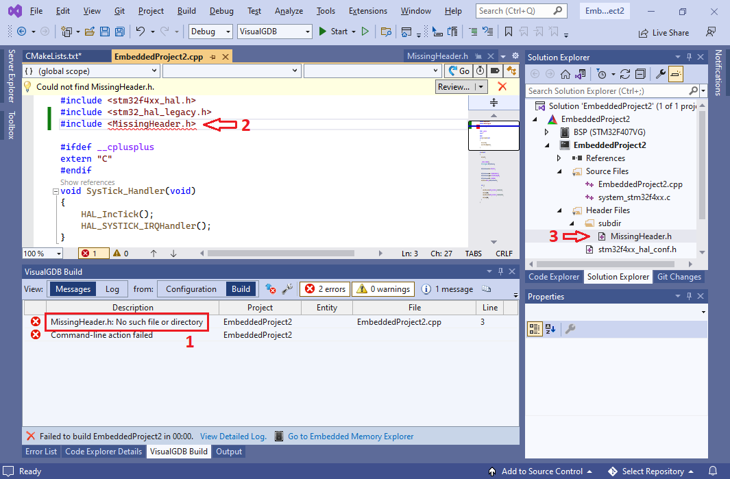 Troubleshooting Missing Header File Issues VisualGDB Documentation